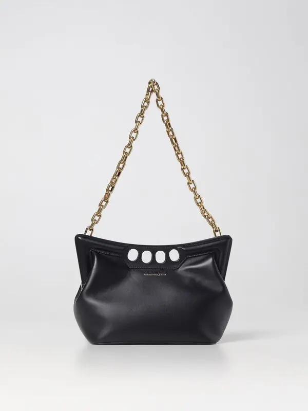 Alexander McQueen The Peak Leather Shoulder Bag - Black