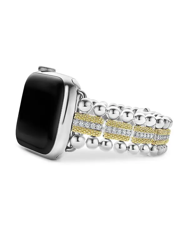 Lagos Caviar Diamond Apple Watch Bracelet - Silver/gold