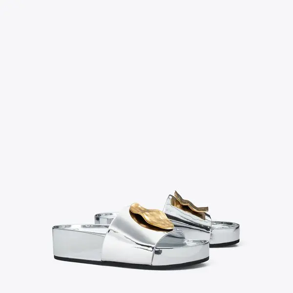 Tory Burch Patos Mismatched Slide - Argento