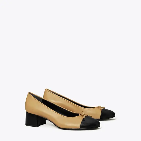 Tory Burch Cap-toe Pump - Ginger Shortbread/perfect Black