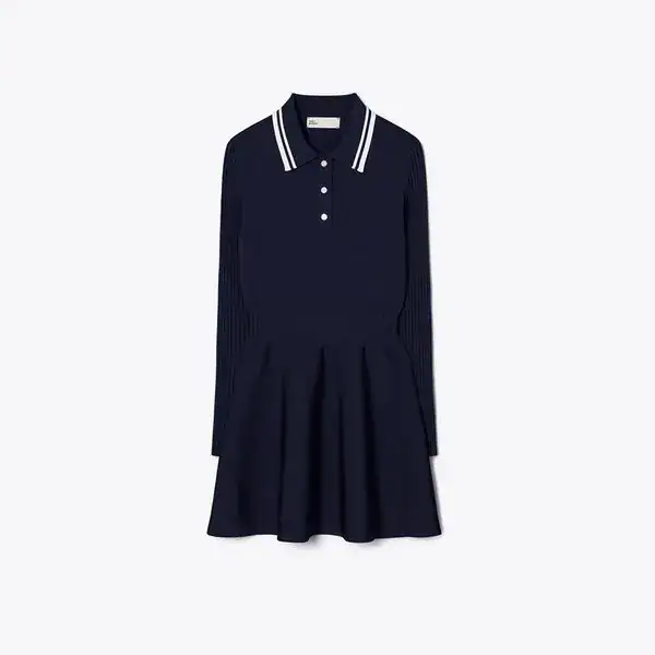 Tory Burch Tech Knit Polo Dress In Tory Navy - 37% Off | Editorialist
