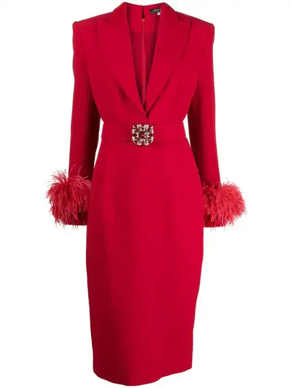 andrew gn red dress Andrew Gn Embellished Crepe Maxi Dress In Red