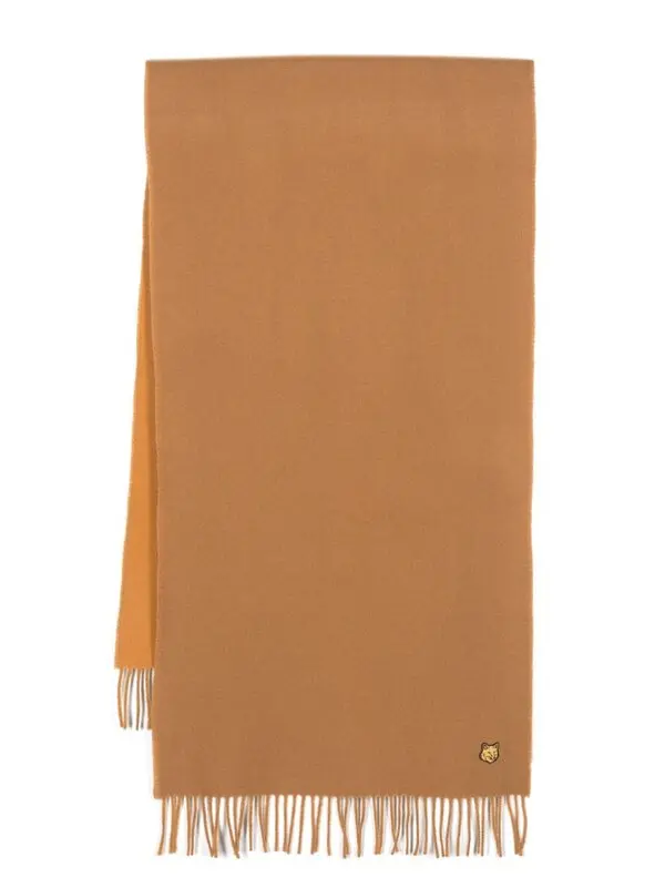 Maison Kitsuné Fox-patch Fringed Scarf - Neutrals