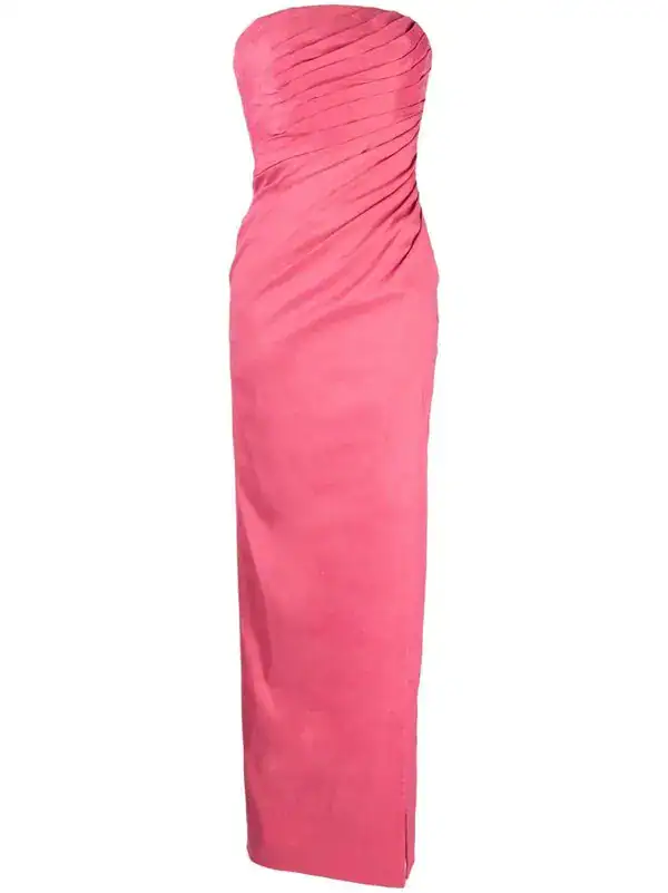 Rachel Gilbert Mira Pleated Strapless Gown In Pink - 61% Off | Editorialist