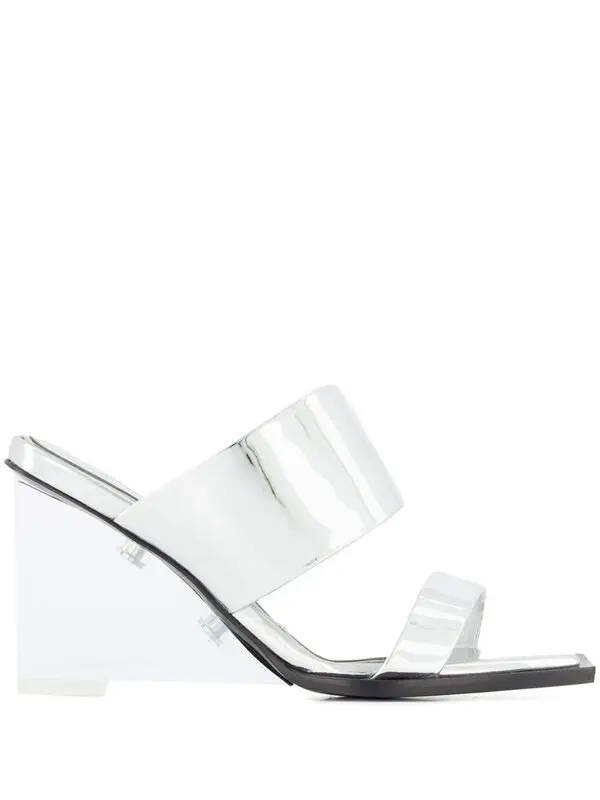 Alexander McQueen Square-toe Wedge Sandals - Silver