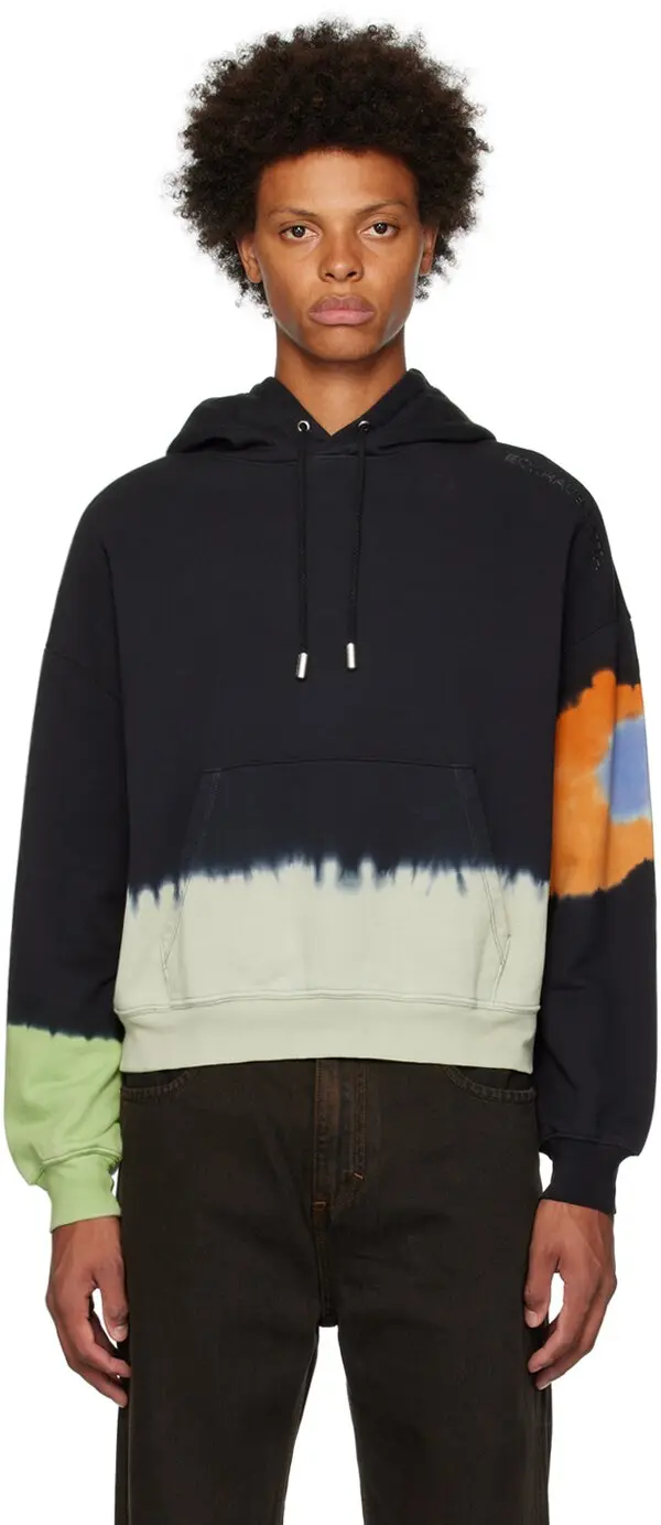 Eckhaus Latta Black Cropped Hoodie In Atmosphere - 34% Off 