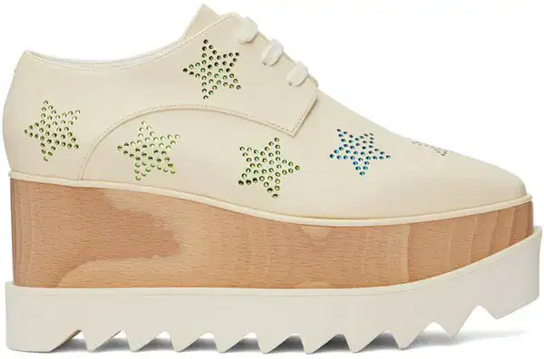 Stella Mccartney Elyse Crystal Star Platform Derbys 9225 Cream