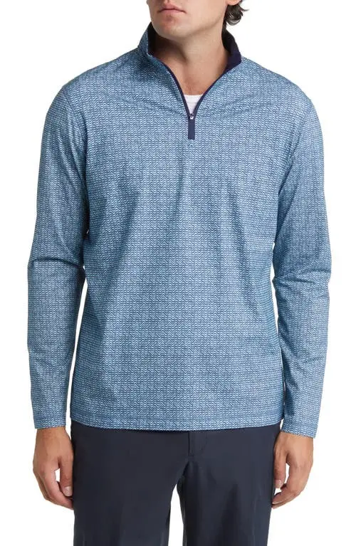 Bugatchi Ooohcotton® Print Quarter Zip Pullover - Peacock