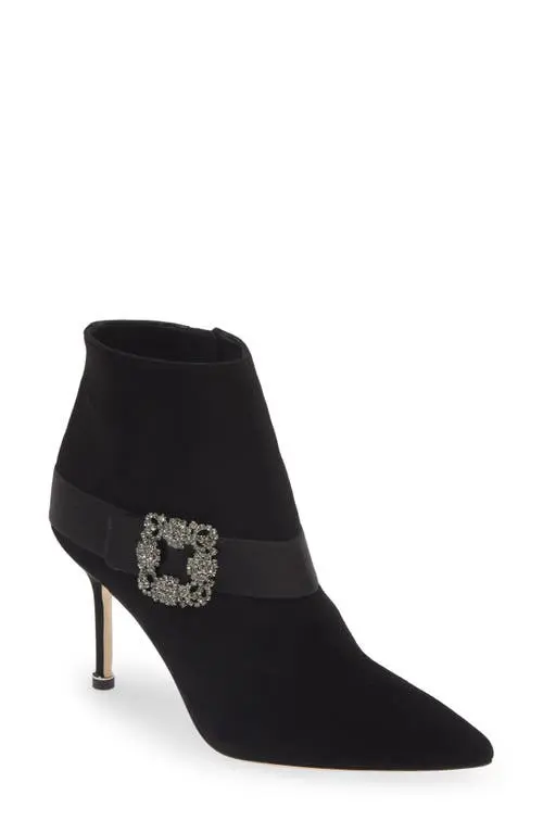 Manolo Blahnik Plinianu Crystal Buckle Booties