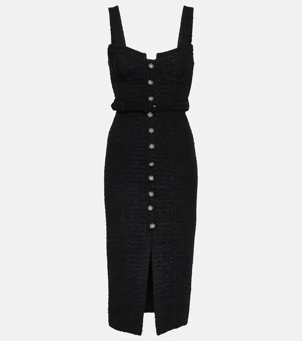 SELF-PORTRAIT Bouclé Midi Dress