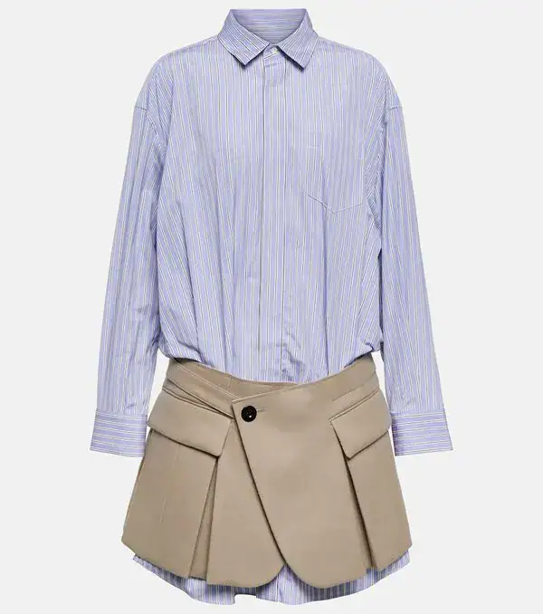 Sacai X Thomas Mason Shirt Dress In Multicoloured - 30% Off