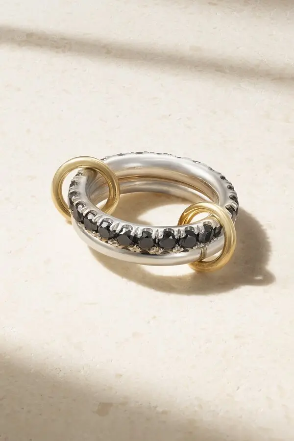 SPINELLI KILCOLLIN Enzo Set Of Two 18-karat Gold, Sterling And Diamond Rings