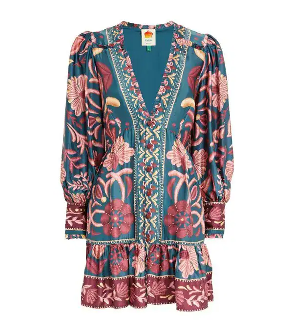 knee length dresses for ladies Seashell Tapestry Pink Mini Dress – FARM Rio main image 0