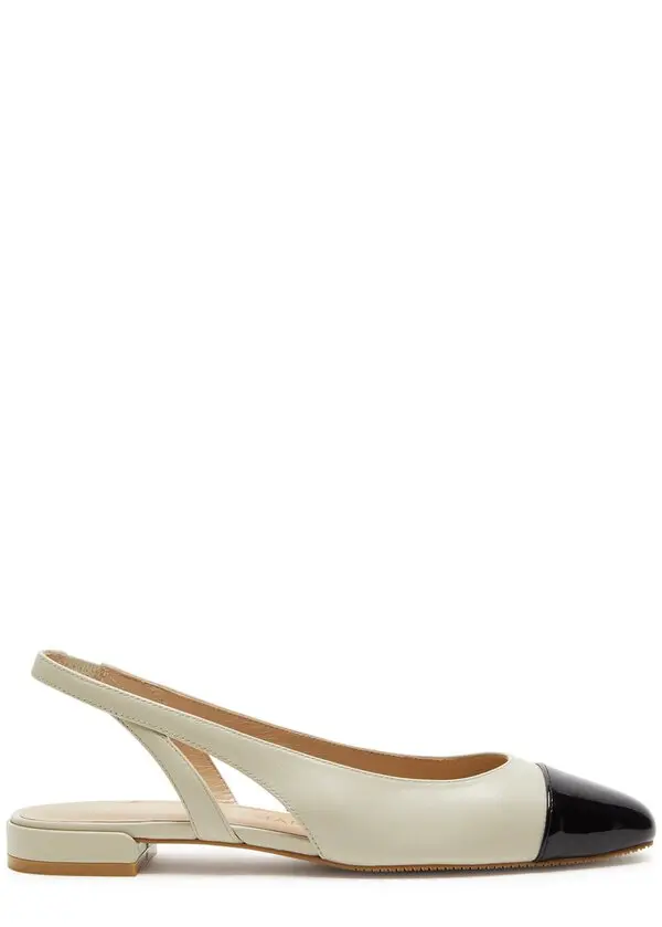 STUART WEITZMAN Leather Slingback Flats - Beige