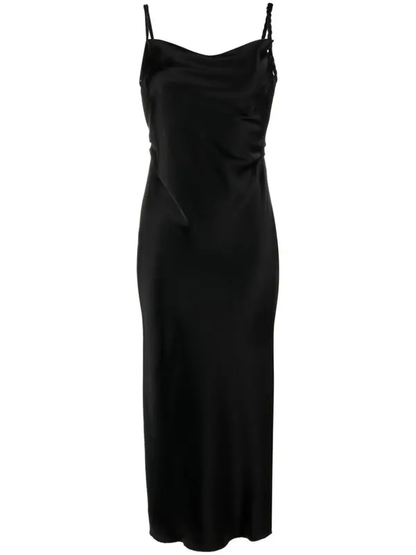 Nanushka Fiore Satin Midi Dress - Black