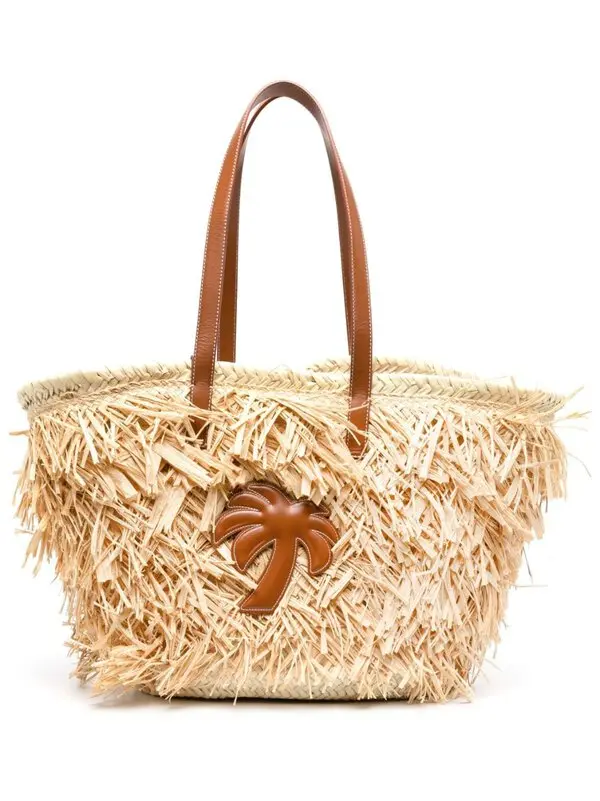 Palm Angels Palm-appliqué Raffia Tote