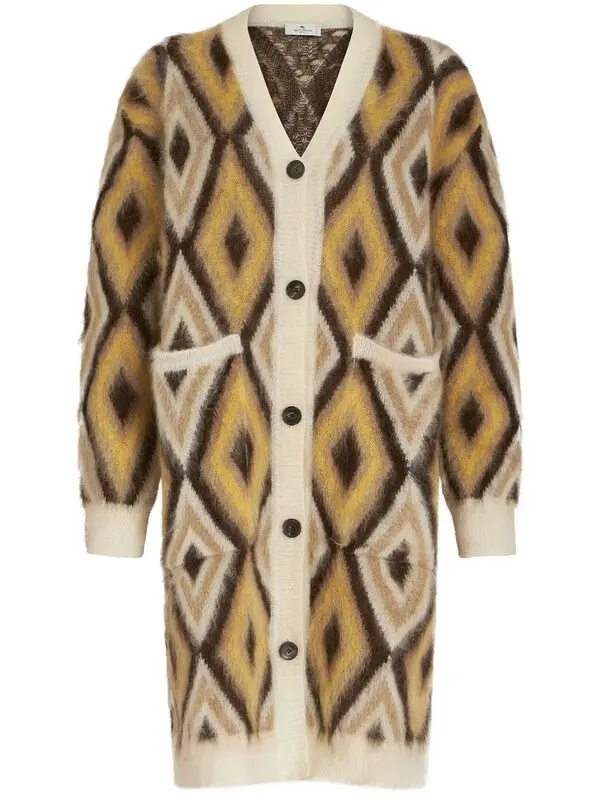 Etro Diamond-print Brushed-effect Coat