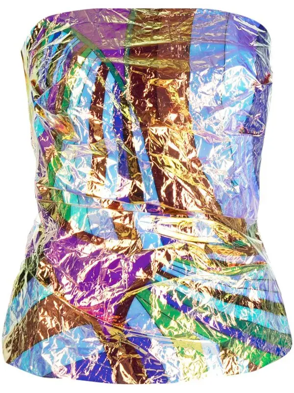 Emilio Pucci Iride-Print Strapless Top In Yellow - 30% Off