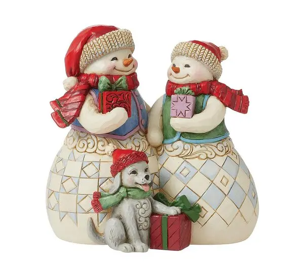 JIM SHORE Enesco Snow Couple With Puppy Fig