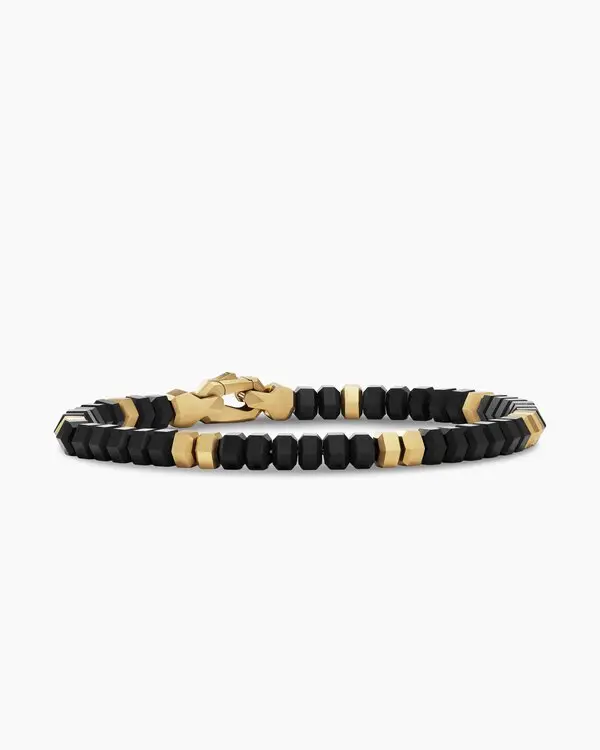David Yurman Hex Bead Bracelet With Red Tiger’s Eye And 18k Yellow Gold - Black Onyx