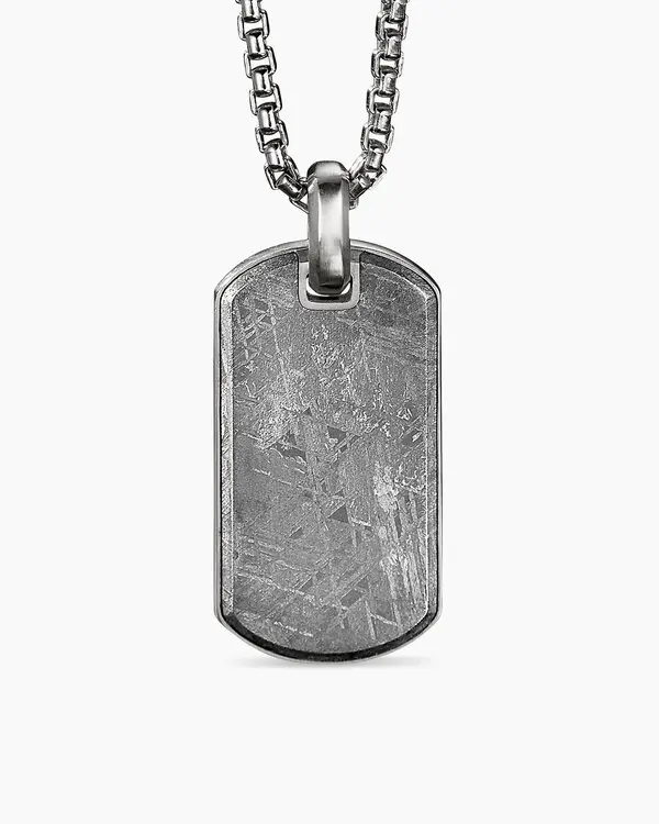David Yurman Chevron Tag In Sterling Silver With Black Diamonds - Meteorite
