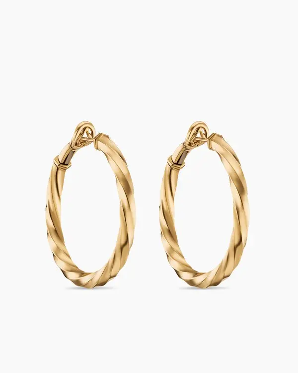 David Yurman Cable Edge® 18k Yellow Gold Hoop Earrings - 18k Gold Recycled