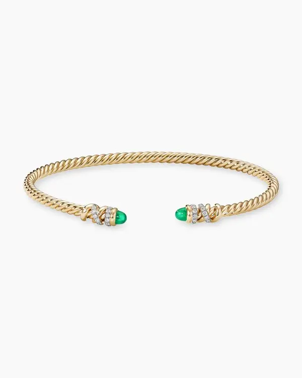 David Yurman Petite Helena Cablespira® Bracelet With And Diamonds - Emerald