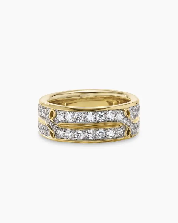 David Yurman Armory Band Ring In 18k Yellow Gold With Diamonds