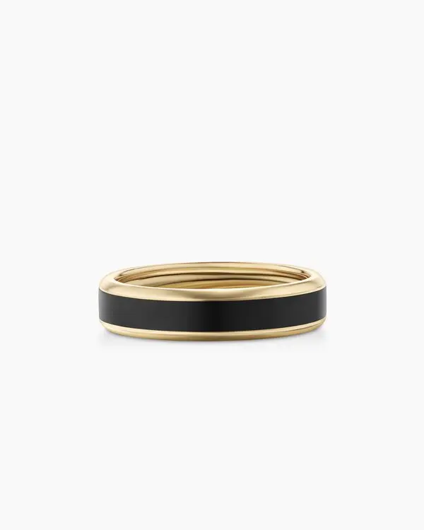David Yurman 18k Yellow Gold And Black Titanium Beveled Band Ring