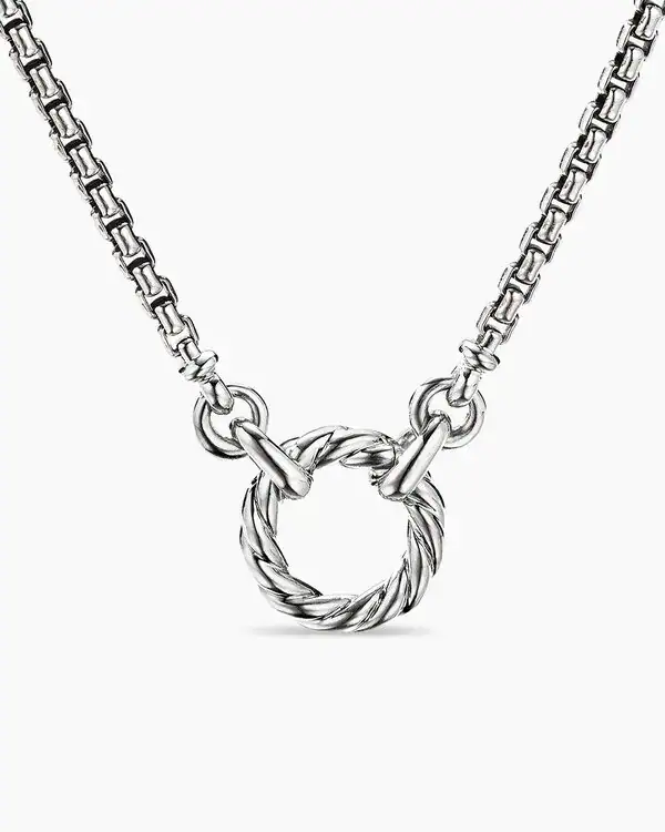 David Yurman Cable Amulet Box Chain Necklace All Sterling Silver