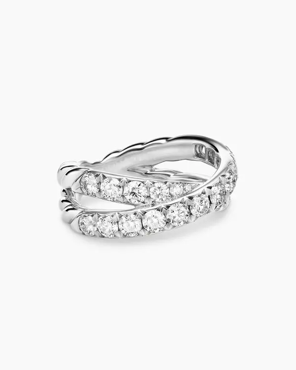 David Yurman Dy Crossover® Platinum Band Ring With Diamonds