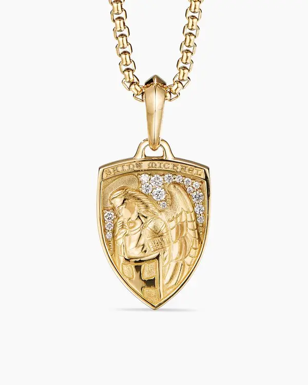 David Yurman St. Michael Amulet In 18k Yellow Gold - Diamond