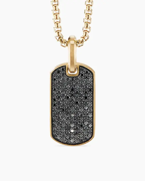David Yurman Chevron Tag In 18k Yellow Gold With Black Diamonds - Black Diamond