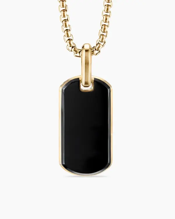 David Yurman Chevron Tag In 18k Yellow Gold With Black Diamonds - Black Onyx