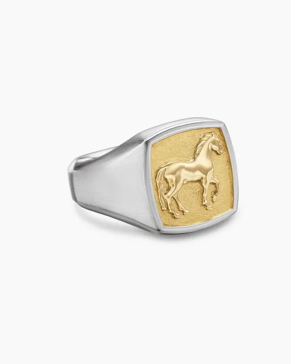 David Yurman Petrvs Horse Pinky Ring - Sterling Silver/18k Yellow Gold