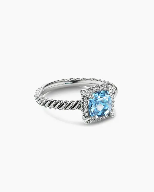 David Yurman Petite Chatelaine® Pavé Bezel Ring - Blue Topaz