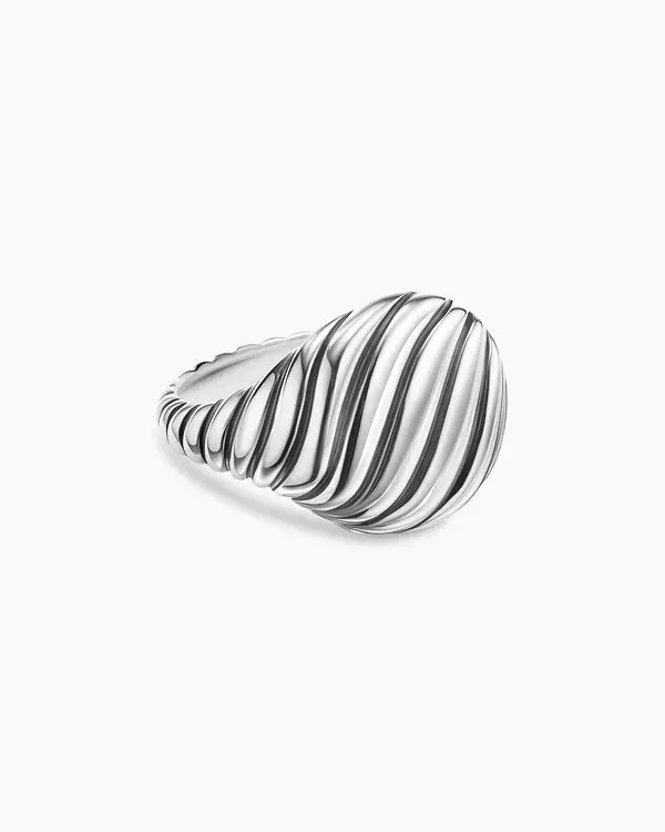 David Yurman Sculpted Cable Signet Ring - All Sterling Silver