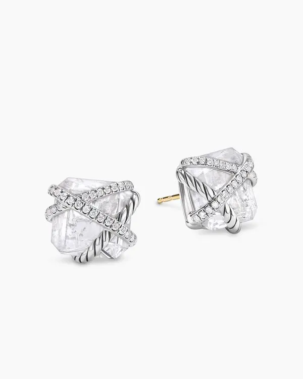 David Yurman Cable Wrap Stud Earrings With Diamonds - Crystal