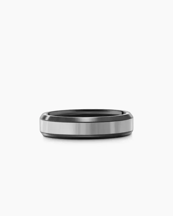 David Yurman Beveled Band Ring - Blk Titanium With Grey Titanium