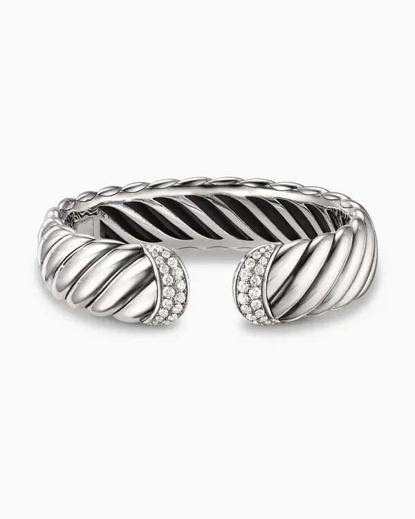 David Yurman Sculpted Cable Cuff Bracelet With Diamonds