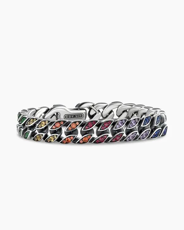 David Yurman Sterling Silver Curb Chain Bracelet - Rainbow