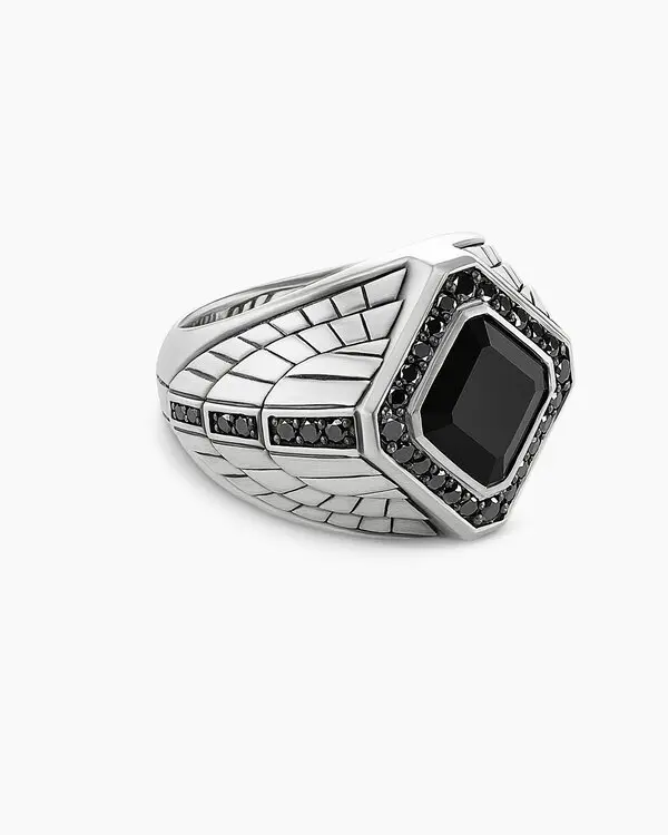David Yurman Empire Signet Ring In Sterling Silver With And Pavé Black ...