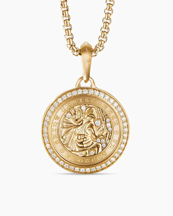 David Yurman 18k Yellow Gold St. Christopher Amulet - Diamond