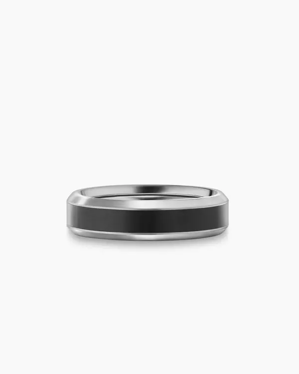 David Yurman Beveled Band Ring - Grey Titanium With Blk Titanium