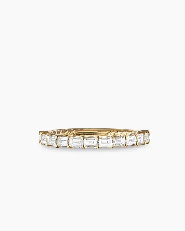 David Yurman Dy Eden Band Ring In 18k Yellow Gold With Baguette Diamonds - Diamond