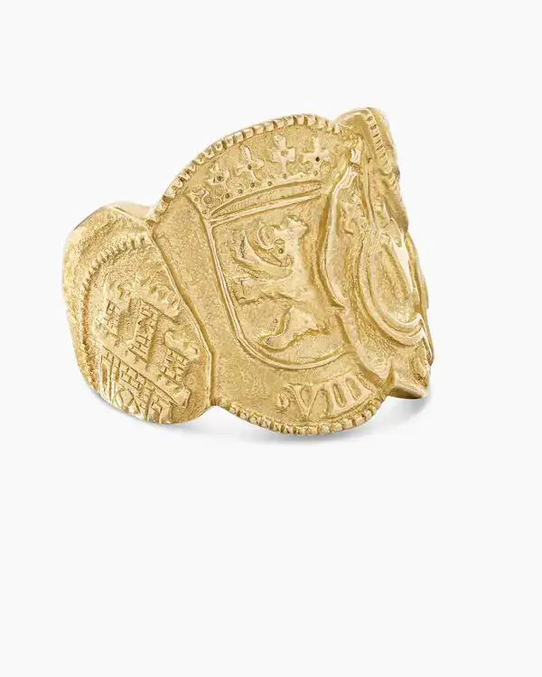 David Yurman Shipwreck Coin Signet Ring In 18k Yellow Gold - All 18k ...