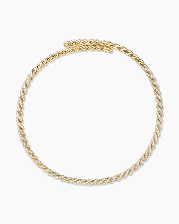 David Yurman 18k Yellow Gold Sculpted Cable Flex Necklace With Diamonds - Diamond