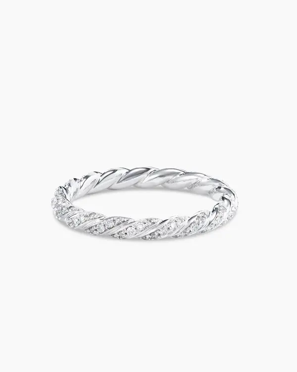 David Yurman Pavé Petite Band Ring In 18k White Gold With Diamonds - Diamond