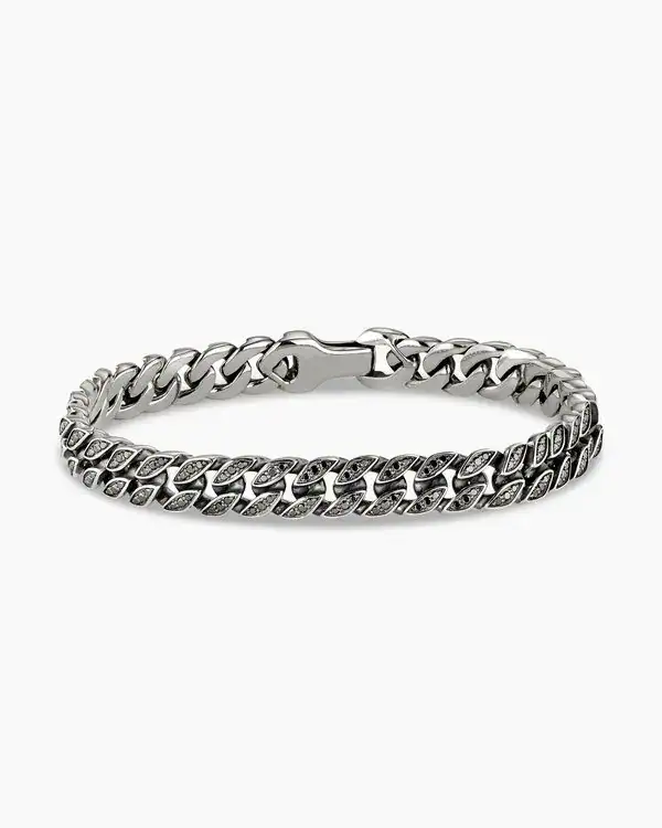 David Yurman Curb Chain Bracelet In Sterling Silver - Black Diamond ...
