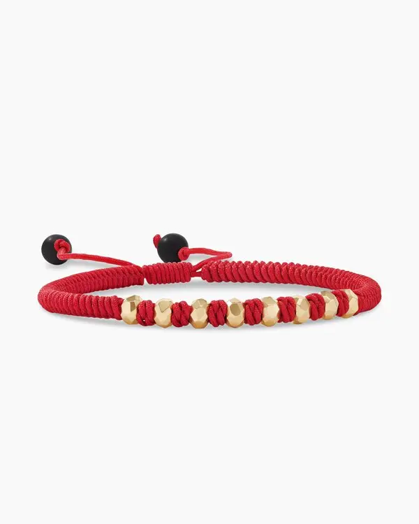David Yurman Fortune Woven Bracelet With Black Onyx And 18k Yellow Gold - Red Nylon